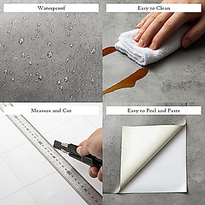 Stone Marble Peel and Stick Wallpaper (24" x 78.7", 2 Pack, Concrete Texture, Gray) Renter Friendly Removable Waterproof Vinyl Home Décor for Cabinets Bookshelf Drawer Table Furniture