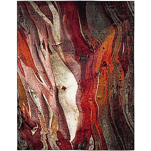 SAFAVIEH Glacier Collection Area Rug - 9' x 12', Red & Multi, Modern Abstract Design, Non-Shedding & Easy Care, Ideal for High Traffic Areas in Living Room, Bedroom (GLA126A)