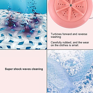 NDNCZDHC Mini Washing Machine, 8L USB Powered Desktop Laundry Washer, Ultrasonic Clothes Washing Machine for Home Apartment RV Outdoor Travel (Pink)