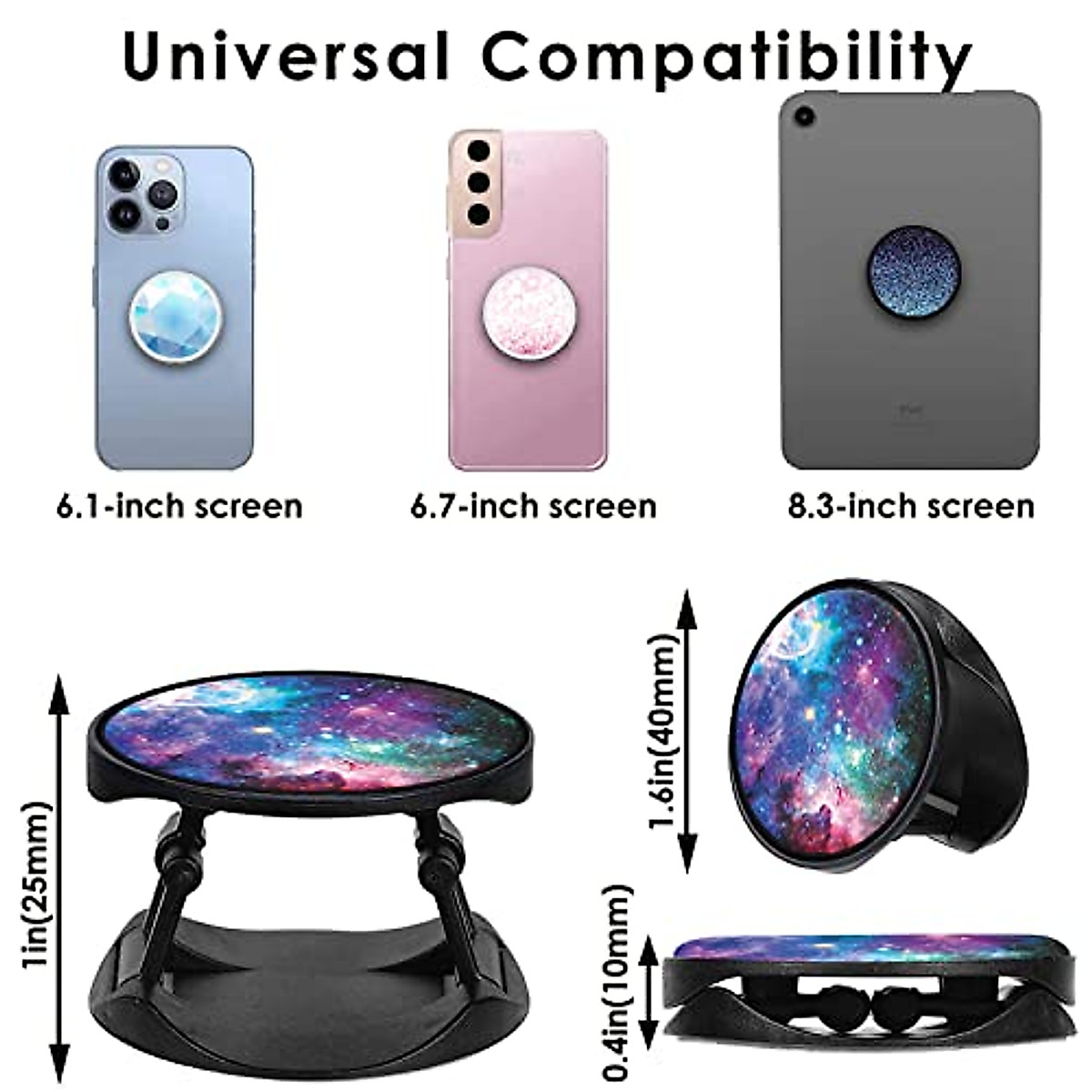 Cell Phone Stand Foldable Expanding Phone Sockets Finger Grip Holder for Smartphone and Tablets - Nebula Galaxy