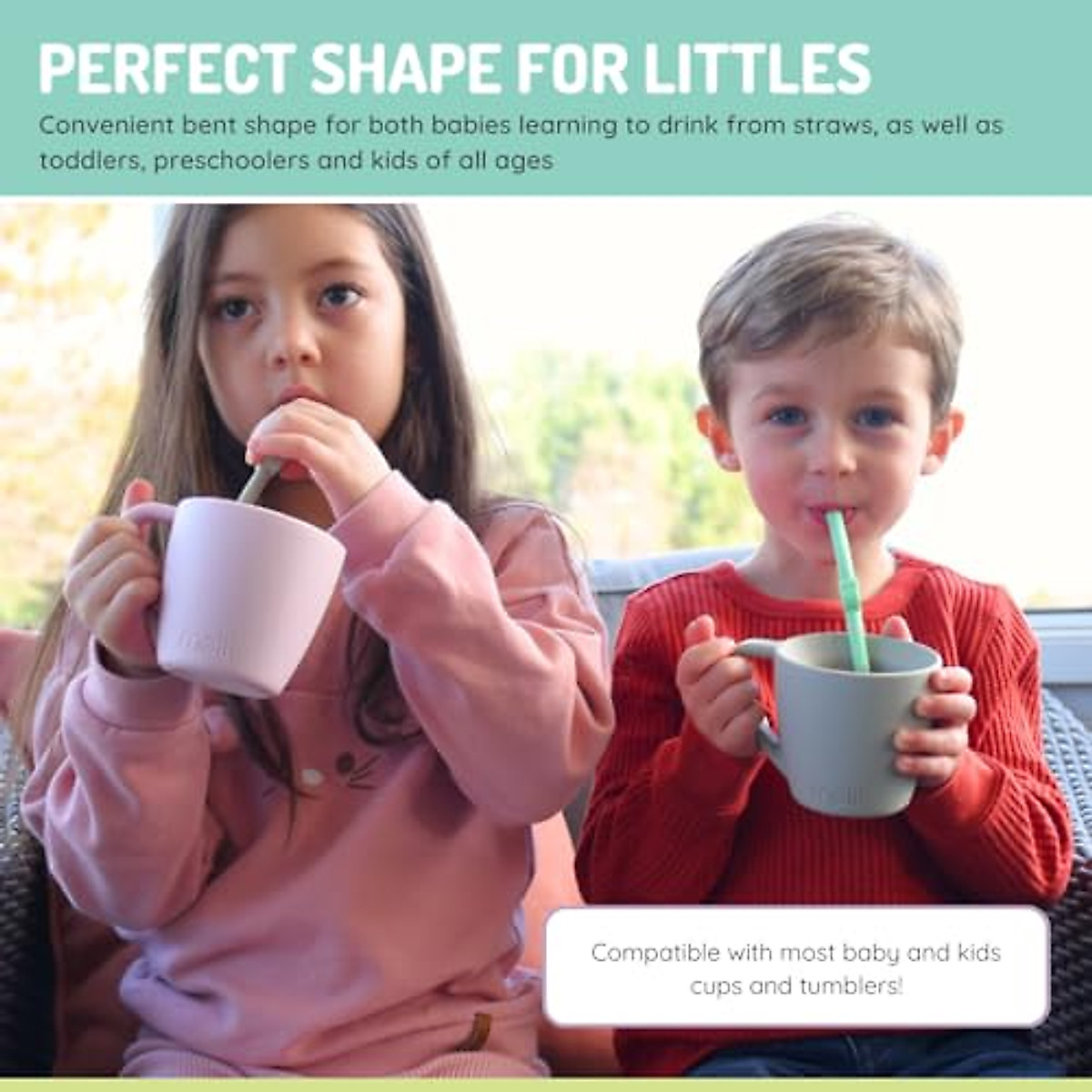 melii Reusable Silicone Animal Straws for Toddlers & Kids with Cleaning Brush – BPA Free, Dishwasher & Microwave Safe (6 Straws)