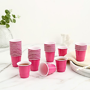 100 Pack 2oz Pink Plastic Shot Cups, Mini Cups for Birthday, Bachelorette Party, Hot Pink Party Cups, Bachelorette Party Cups, Disposable Shot Cups, Baby shower, Tasting Jello Shots, Engagement Party