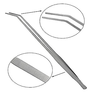 LILYS PET Straight and Bend Stainless Steel Super Thick Tweezers Set,Pliers Aquarium Tool Fish Tank Aquatic Plants Forceps Clip (18.9")