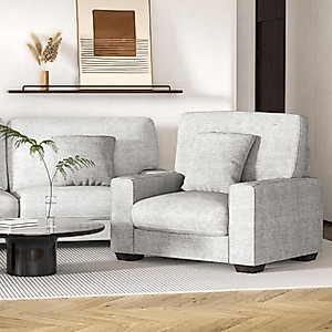 DOPEDIO Living Room Accent Chair, Fabric Single Sofa,Detachable Sofa Cover, Comes with Decorative Pillows, Space Spring Cushion and Solid Wood Frame Easy to Install (40inch Light Gray)