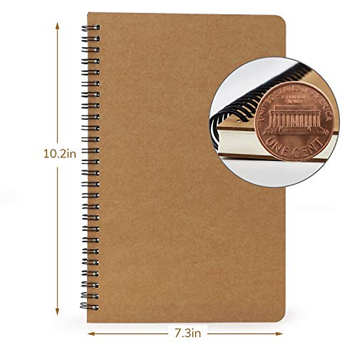EUSOAR Spiral Notebook, B5 3 Pack 7.3"x10.2" 120 Pages Hardcover Kraft Lined College Ruled Travel Writing Notebooks Journal, Memo Notepad Sketchbook, Students Office Business Subject Diary Journal