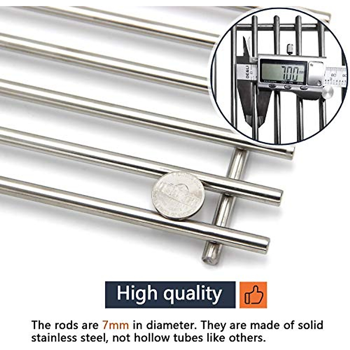 Hongso Grill Replacement Parts for Nexgrill 720-0830H, 17" SUS304 Stainless Steel Cooking Grill Grates and 14 9/16" Porcelain Steel Heat Plates