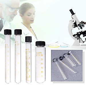 8PCS Graduated Glass Test Tube with Screw Caps, High Temperature Resistant, Clear Glass Test Tubes for Experiments and Plant Use
