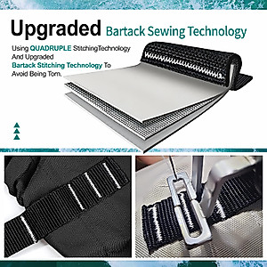 Tuszom 100% Waterproof 900D Solution-Dyed Boat Cover with 17 Windproof Straps Fits V-Hull, Bass Boat, Runabout, Fishing Boat, Ski Boat, 20' - 22' L, UP to 100" W