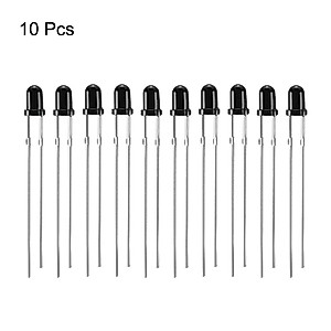 uxcell 10pcs Photosensitive Diode Photodiodes Light Sensitive Sensors,3mm Black Round Head Receiver Diode