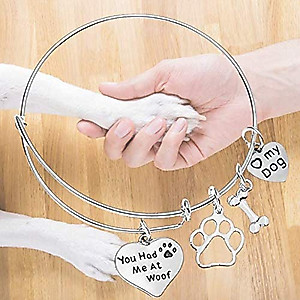Infinity Collection Dog Charm Bracelet - Paw Print Jewelry- Dog Lovers Bracelet- Dog Owner Bangle - Gift for Dog Lovers