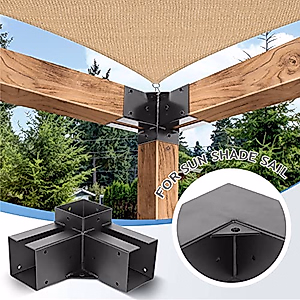 Pergola Brackets 4x4 Pergola Kit – Stainless Steel 3-Way Pergola Bracket DIY Kit Corner Bracket Kit for 4x4 Wooden Beams for Gazebos, Patio Pergolas, Sheds, Black Finish (4 Pack)