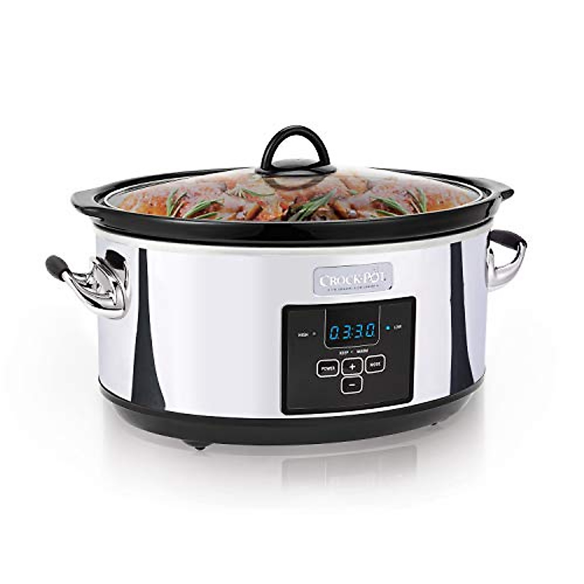 Crockpot 7 Quart Slow Cooker with Programmable Controls and Digital Timer, Polished Platinum