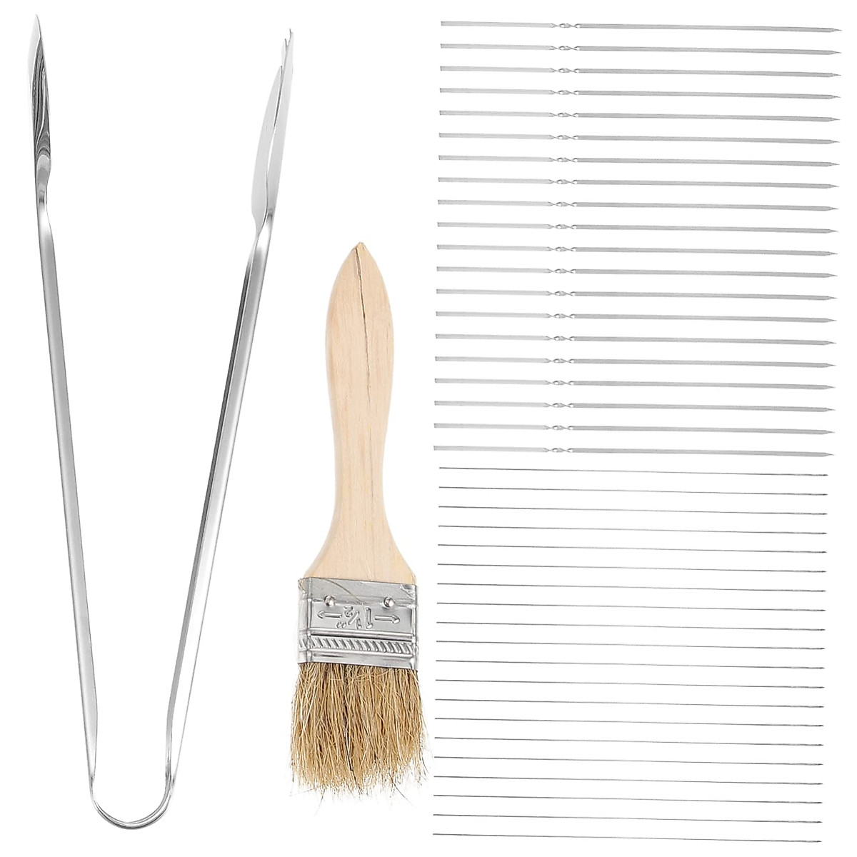 Yardwe 5 Sets Barbecue Tool Set Outdoor Barbecue Tools BBQ Grill Accessories Grilling Skewers Food Tong BBQ Grill Portable Grill Utensils Multifunction BBQ Needle Stainless Steel