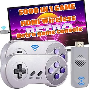 AKARSOLY Retro Game Console,4K HDMI Video Game System Built in 5000 Classic Games,Dual Game Controllers Wireless and Plug and Play Video Game Console.