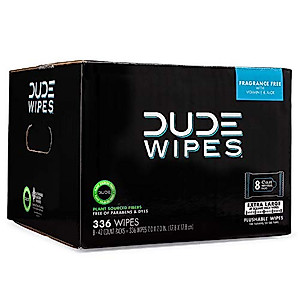 DUDE Wipes Flushable Adult Wipes - 8 Pack, 336 Wipes - Unscented Moist Wet Wipes with Vitamin-E & Aloe for at-Home Use - Septic and Sewer Safe