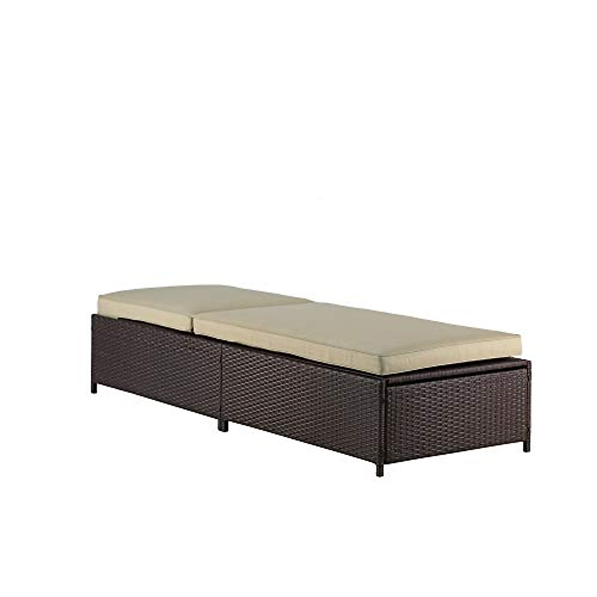 Serta Brown Resin Wicker Outdoor Patio Furniture Collection, Storage Chaise Lounge, Beige