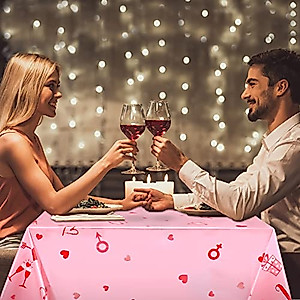 3 Pack Valentine's Day Tablecloth Valentine Tablecloth Valentines Day Party Decoration Plastic Rectangular Love Heart Table Cover Valentines Day Wedding Anniversary Birthday Decor 54 x 108 Inch