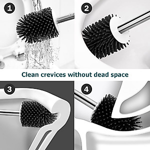 Toilet Brush，2 Pack Toilet Bowl Brush and Holder Set, Silicone Toilet Bowl Brush with Handle,Drip-Proof, Easy to Assemble, Deep Cleaning（Style 3）