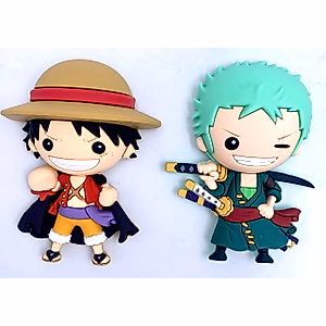 Monogram One Piece Monkey D. Luffy with Cape & Zoro 2 Piece 3D Foam Figure Magnet Set - Magnet for Refrigerators and Lockers