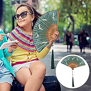RAZZUM Retro Style Silk Fan Folderable Fan Chinese Style Fan Wall Decoration Costume Collocation Large Wall Decor Fan