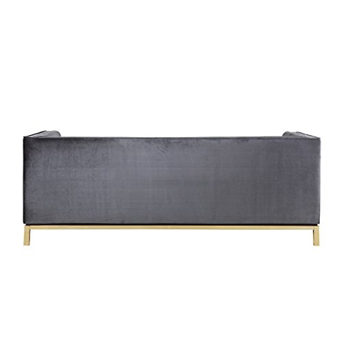 Iconic Home Dafna Club Sofa Sleek Elegant Tufted Velvet Plush Cushion Brass Finished Stainless Steel Brushed Metal Frame Couch, Modern Contemporary, Grey
