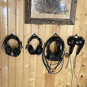 AUXPhome Universal Adhesive Game Controller Organizer Wall Rack Wall Mount Wall Clip Wall Hanger for Xbox One PS3/PS4/PS5/Xbox 360 Switch Pro Controller,Headphone Holder – Easy to install - 2 Pack