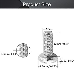 MroMax M5-0.8x12mm Pan Head Phillips Machine Screws 304 Stainless Steel Metric Cross Head Screws Bolts Fasteners Fully Threaded Silver Gray 20Pcs
