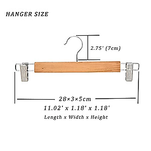 Wooden Pant Hanger with 2 Adjustable Anti-Rust Clips Skirt Hanger for Jeans Trousers Bottom Hanger 1 pcs-Wood