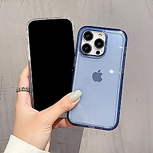 Clear Designed for iPhone 14 Pro Max Case, Cute Shockproof Military Grade Protection Hard Back Phone Case with Airbag Soft Edge, Slim Protective Bumper Cover for Women Men Girls (Crystal Clear)