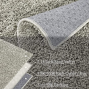 JOLENE.K Large Shag Rug 8x10 Feet for Bedroom, Indoor Modern Plush Soft Rug for Nursery Living Room, Super Thick Non-Shedding Floor Carpet Non Skid Accent Rug for Office Dining Room Office, Grey/Mist