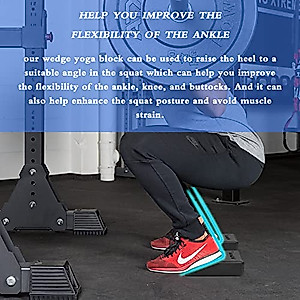 2 Pack Squat Wedge Blocks - Non Slip Professional Squat Ramp for Heel Elevated Squats Calf Raises Platform, for Men Women, Slant Board Trainer for Fitness, Squat, Pushup, Weightlifting, Yoga