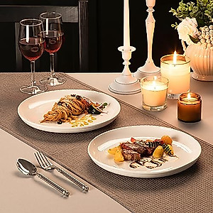 MALACASA 10.5 Inch Dinner Plates Set of 6, Porcelain Round Dessert Plates, Serving Plates, Salad Plates Set, Microwave & Dishwasher Safe, White, Series REG