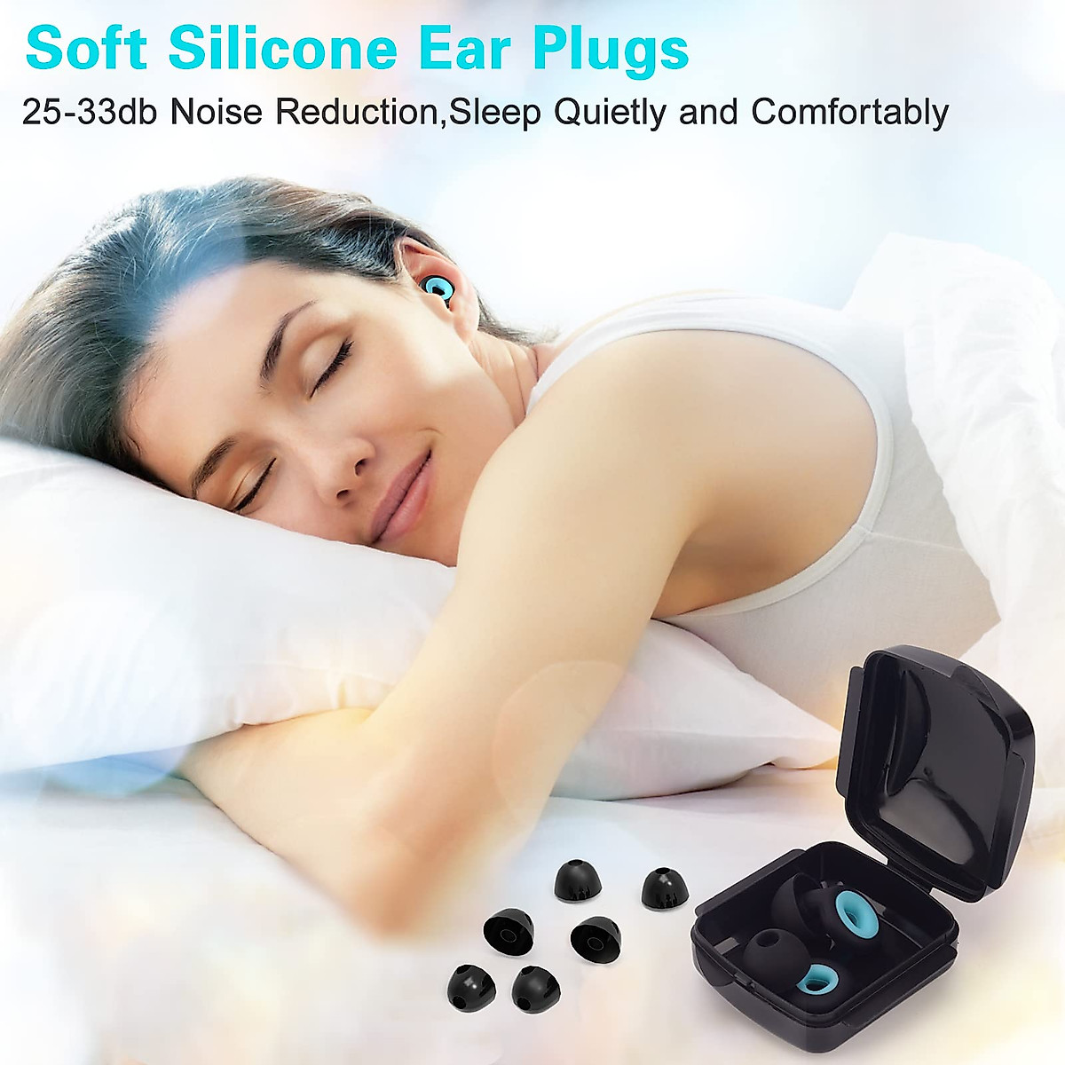 XANGNIER Ear Plugs for Sleeping Noise Cancelling,2 Pair Reusable Silicone Noise Reduction Ear Plugs,Hearing Protection Earplugs Sound Blocking for Sleeping,Work,Study,Travel,Concerts,Motorcycle