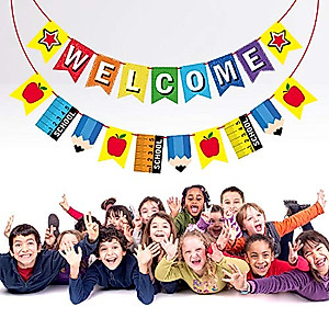 Welcome Banner for Party Supplies First Day of School Banner School Theme Party Decorations for Students and Teachers
