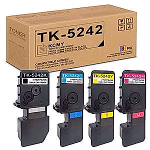 4 Pack TK-5242 P5026CDW Toner Cartridge Set, LVE Compatible TK5242 Toner Replacement for Kyocera TK-5242K TK-5242C TK-5242M TK-5242Y Toner ECOSYS P5026cdn P5026cdw M5526cdn M5526cdw Printer (K/C/M/Y)