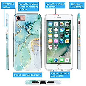 luolnh iPhone SE 2022 Case/iPhone SE 2020 Case,iPhone 7 8 Case,Marble Design,Shockproof Clear Bumper TPU Soft Case Rubber Silicone Skin Cover Case for iPhone 6 6s 7 8(Abstract Mint)