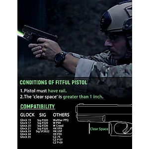 Kiarswe Shockproof Laser Light Combo, 500 Lumens Green Laser Light Combo, USB Rechargeable Red Green Laser Beam