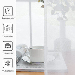 youleyar Solid Sheer Rod Pocket Curtain Voile Draperies 2 Panels White Beige Black Grey Ivory 52 Inch Width 84 Inch Long 1 Pair for Kitchen Bedroom Children Living Room Yard(White,52" Wｘ84 L)