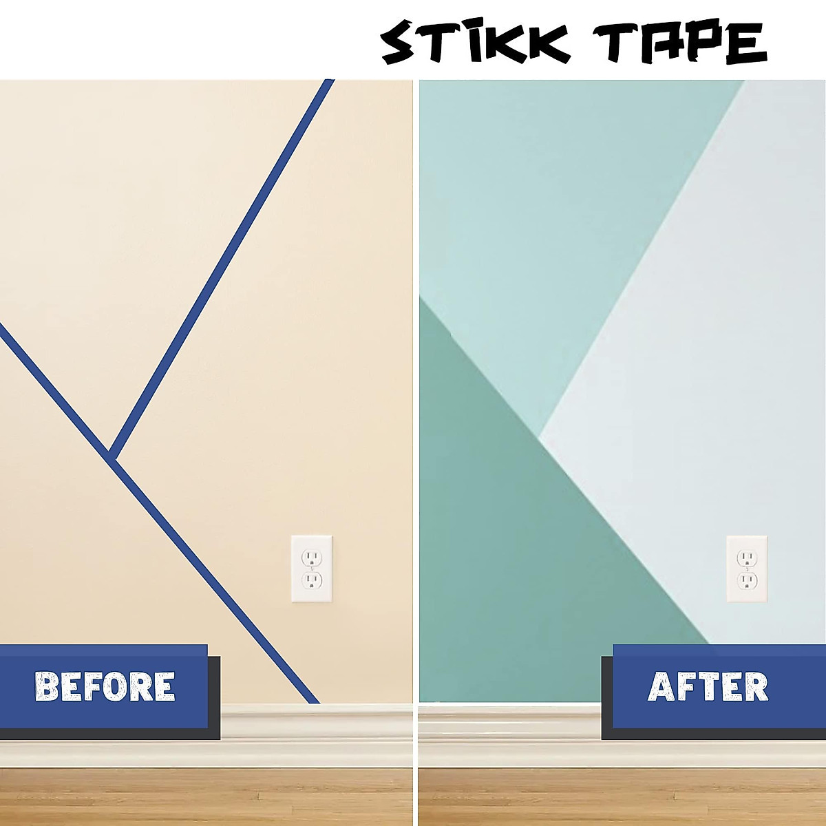 3pk 1" x 60yd STIKK Blue Painters Tape 14 Day Clean Release Trim Edge Finishing Tape (.94 in 24MM) (3 Pack)