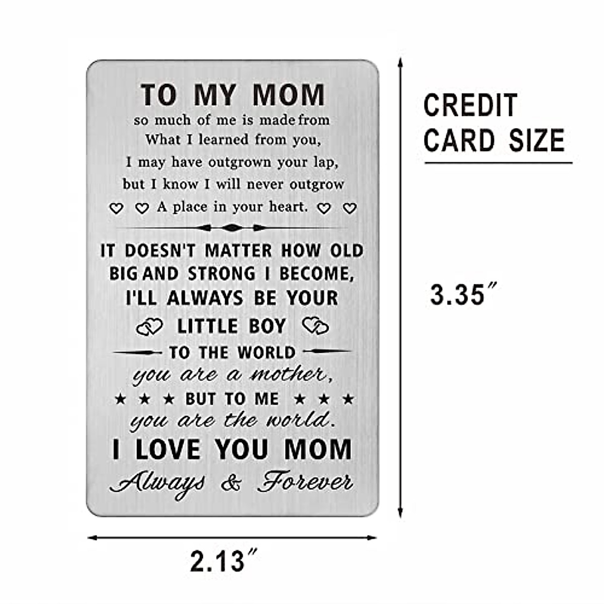 HLQYMZ Mom Gifts from Son - I ove You Mom Birthday Gifts - Thank You Mom Wallet Card Gifts