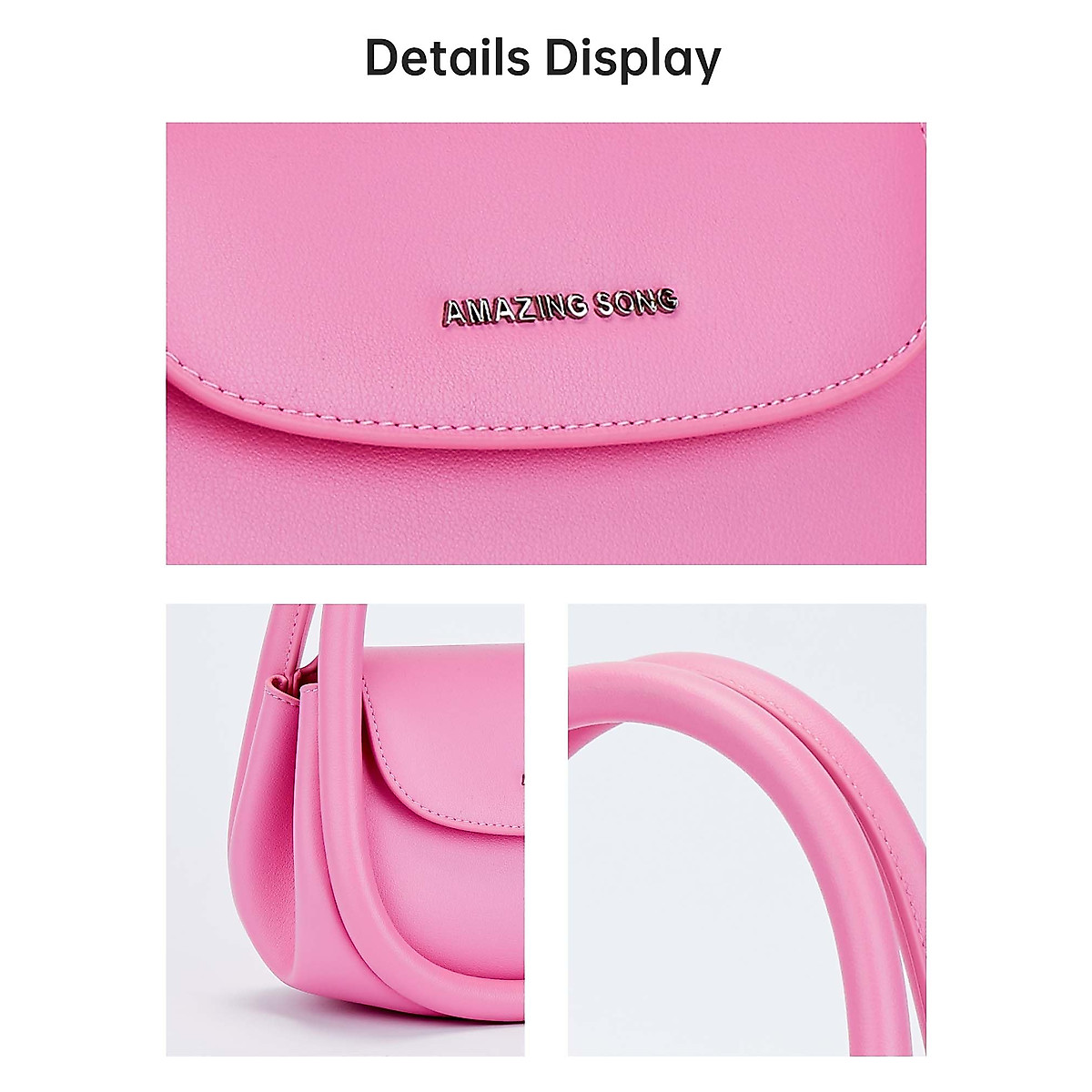 Amazing Song Small Top Handle Purses for Women, Designer Leather Handbag Removable Crossbody Strap with Box, Soft Bag