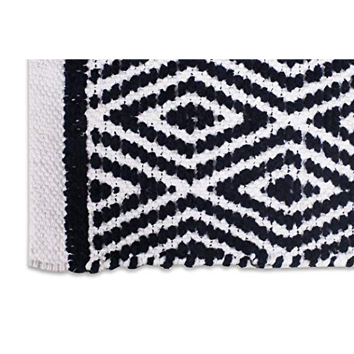 Ramanta Home 100% Cotton Diamond Rug 21x34 Hand Woven Reversible Washable Rug - Black,Farmhouse Bathroom Rugs,Entry Rugs,Rugs for Living Room,Rag Rug,Kitchen Rug Cotton,Machine Washable Rug,Woven Rug