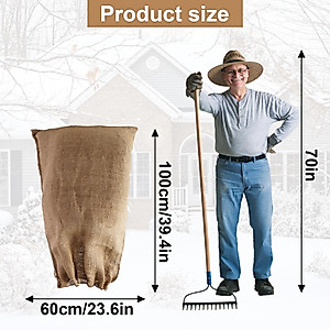 2 Pack Burlap Winter Plant Cover Bags-23.6 × 39.4 inch Plant Frost Protector,Reusable Plant Covers Freeze Protection Plant Frost Cloth Cold Freeze Blanket Protecting Fruit Tree Potted Plants (2PCS)
