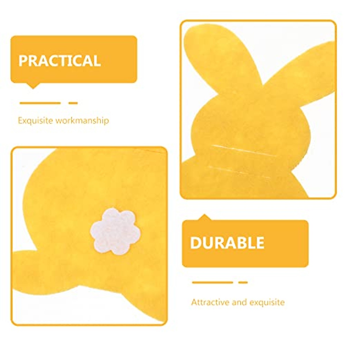 ABOOFAN 8pcs Easter Bunny Cutlery Holder Felt Rabbit Silverware Holder Pocket Tableware Organizers Fork Spoon Flatware Bags Dinner Table Decor Yellow