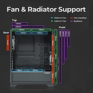 Zalman Z3 Iceberg ATX Mid Tower Gaming PC Case - 2 x 120mm ARGB Fans Preinstalled - Tempered Glass Side Panel - Support E-ATX, 2 x USB 3.0, Black