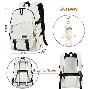 Caoroky knight College School Bag for Men Women Laptop Backpack 15.6 Inch Anti Theft Travel Daypack Large Elementary Middle High Bookbags for Teens Girls Boys Students-Medium,off-white