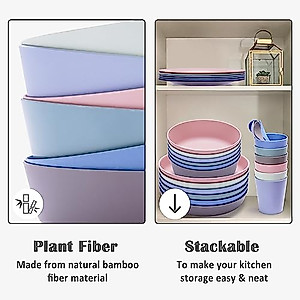 HM-tech 6pcs Bamboo Kids Bowls (20 fl oz) for Baby Feeding, Toddler Bowls, Tableware for Baby Toddler Kids Bamboo Toddler Dishes & Dinnerware Sets