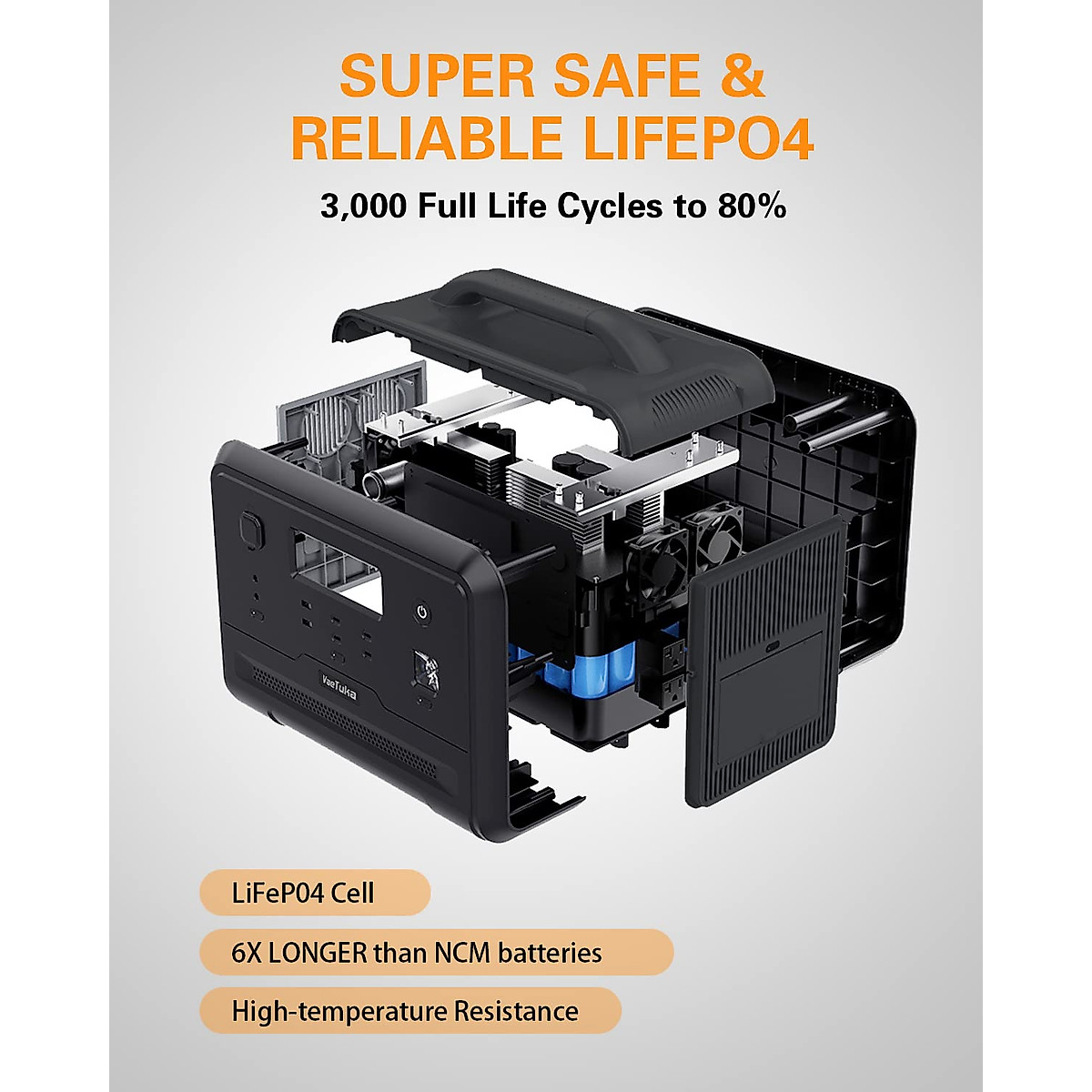 Portable Power Station 960Wh, Vaetuka Outdoor Solar Generator Home Battery Backup 1200W Lifepo4 Powertation Camping Battery Power Station for Home Use,RV/Van,Emergency Power Failure