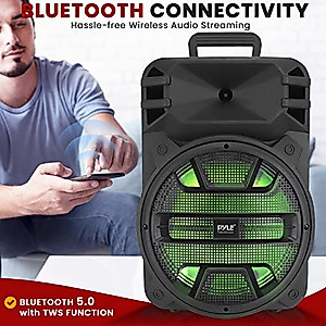 Pyle 12'' Portable Bluetooth Speaker System - 800 Watts - Karaoke Speaker w/ Latest DJ LED Lights, USB/FM/BT/Aux/Remote Control/Mic Inputs & Built-in Rechargeable Battery PPHP1243B