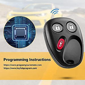 Keyless Entry Car Key Fob LHJ011 Compatible with 2003-2007 Chevy Silverado Tahoe Avalanche Equinox SSR Suburban | GMC Sierra Yukon| Hummer H2| Cadillac Escalade (2 Pack)